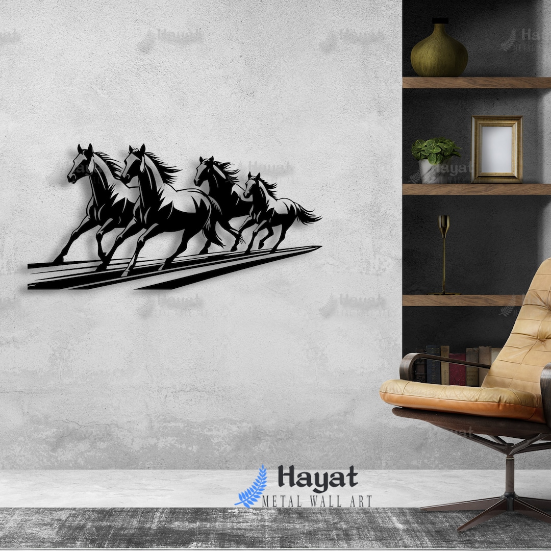 Running Horses Metal Wall Art, Wild Horse Herd Decor, Farmhouse Animal ...