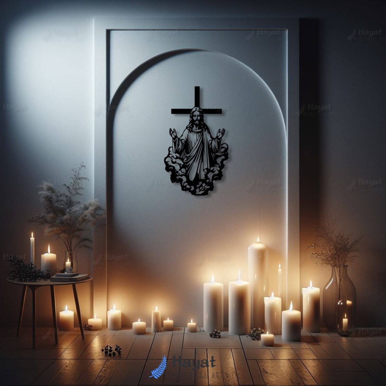 Jesus Christ Metal Wall Art With Led Ambiance, Messiah Metal Wall Art ...