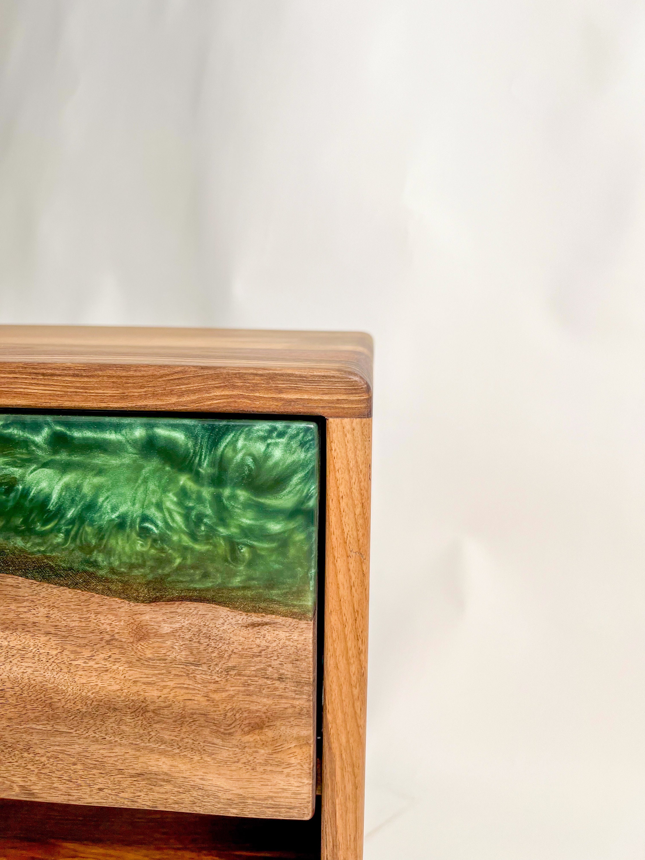 Live Edge Walnut Nightstand, Mid Century Modern Bedside Table With ...