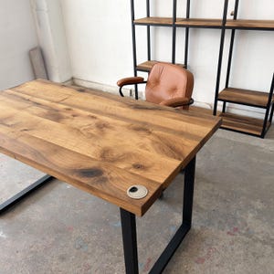 Solid Walnut Wood Computer & Writing Desk, Custom Size Wood Office Desk ...