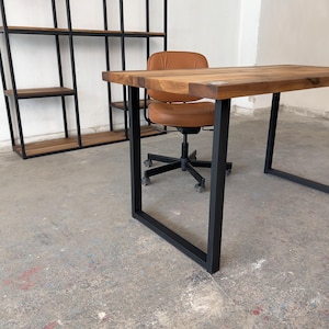 Solid Walnut Wood Computer & Writing Desk, Custom Size Wood Office Desk ...