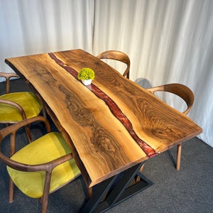 Custom Live Edge Red Epoxy Table,live Edge Epoxy River Table ...