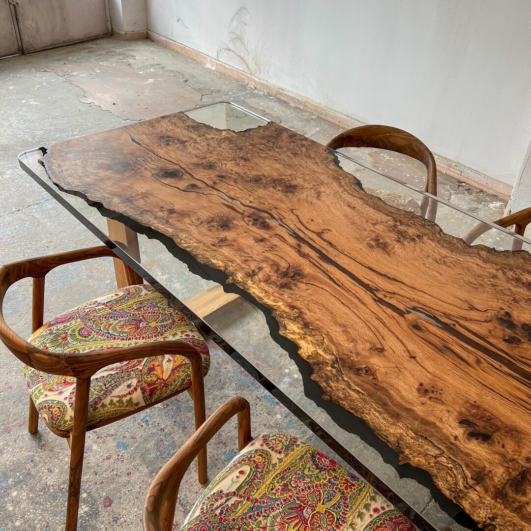 Live Edge Wild Oak Resin Table: Custom Epoxy Dining Table - Etsy