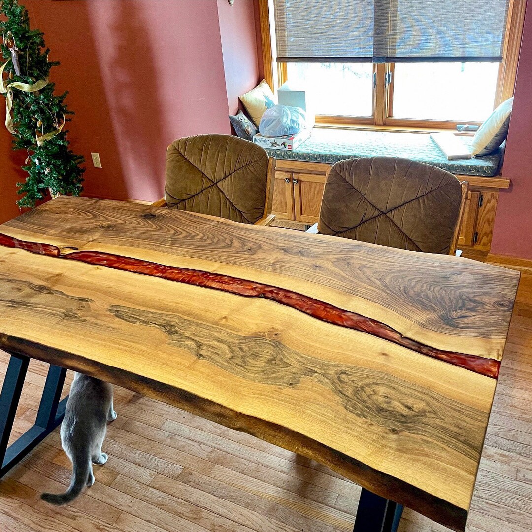 Custom Live Edge Red Epoxy Table,live Edge Epoxy River Table ...