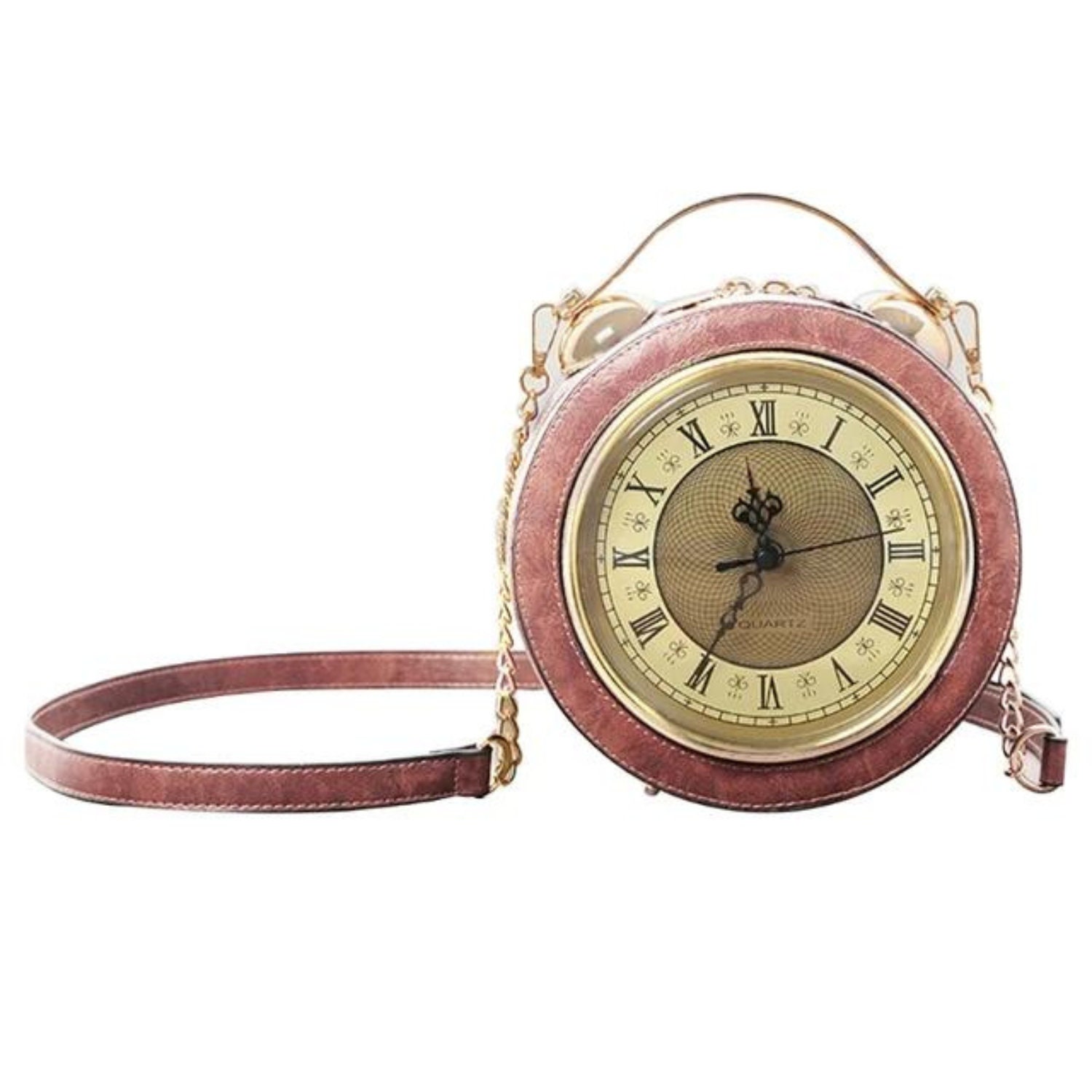 Clock Purse Shoulder Bag, Clock Handbag, Vintage Working Clock Round ...