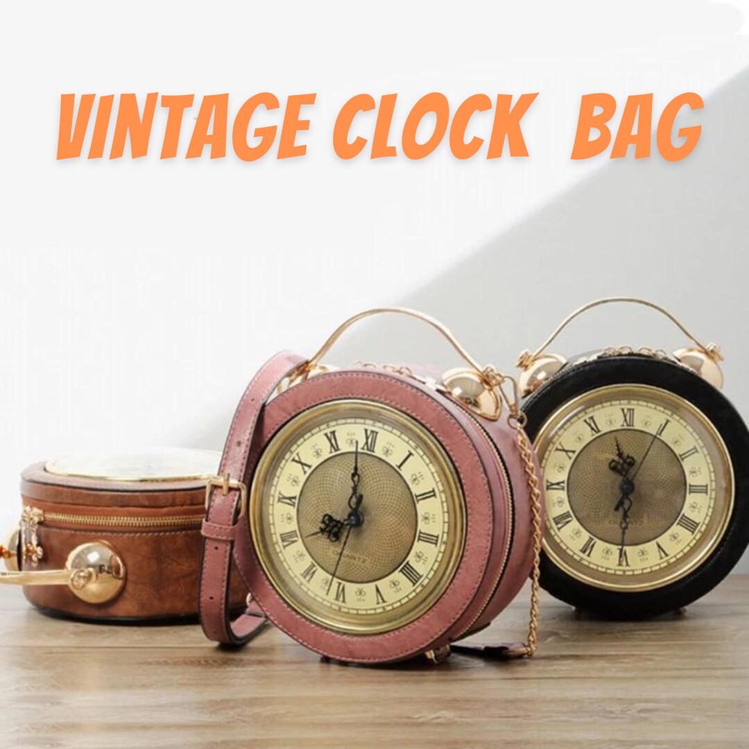 Clock Purse Shoulder Bag, Clock Handbag, Vintage Working Clock Round ...