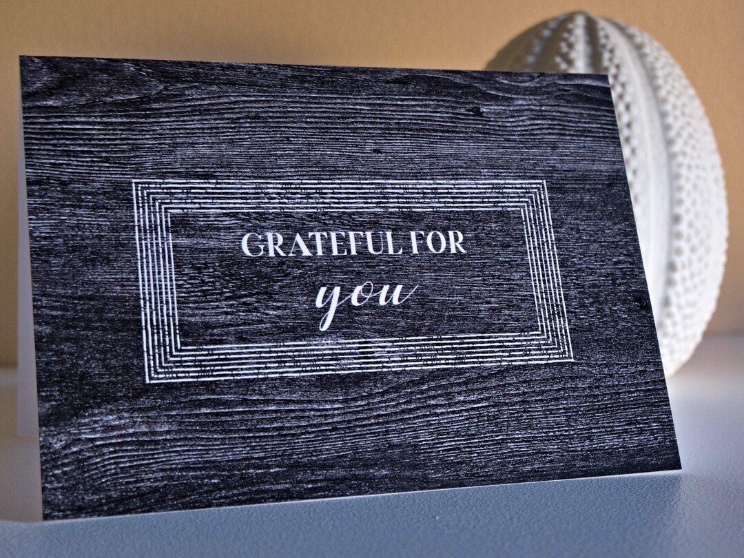 Black and White Wooden Grateful Card Thank You Template Digital File ...