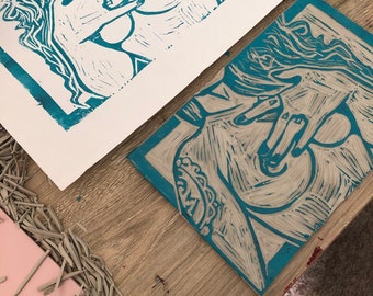 Linocut Handmade | Etsy