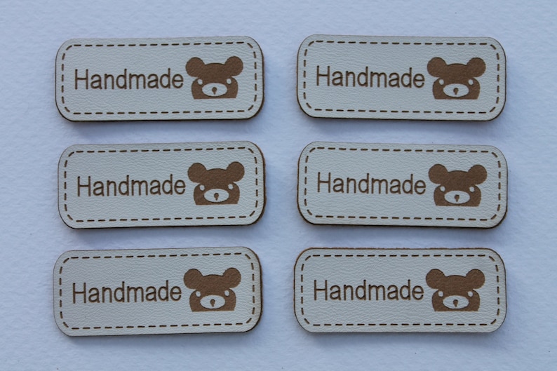 Faux Leather Tags, Labels for Clothes, Handmade Teddy Bear Tag, Sew on ...