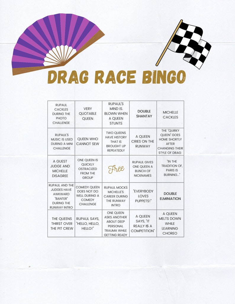 Rupaul's Drag Race Bingo Cards Printable Pack of 5 - Etsy