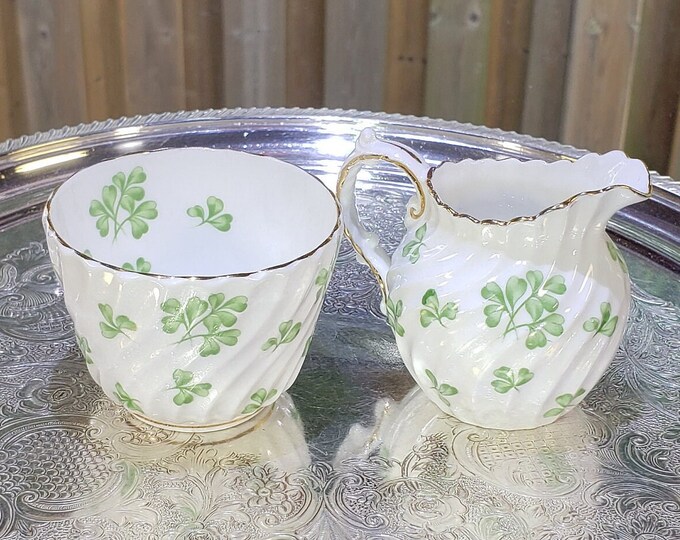 Vintage Aynsley Shamrock Bone China Cream and Sugar Set - English China ...