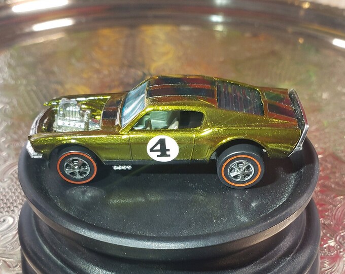 Vintage Mattel Redline Hot Wheels Olive Mustang Boss Hoss Restored