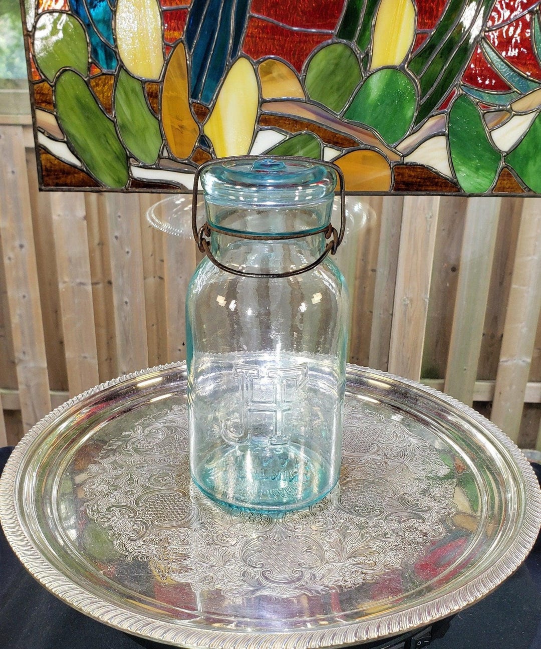 Vintage JHF Monogram Quart Wire Sealer Jar - Base Marked - Trademark ...