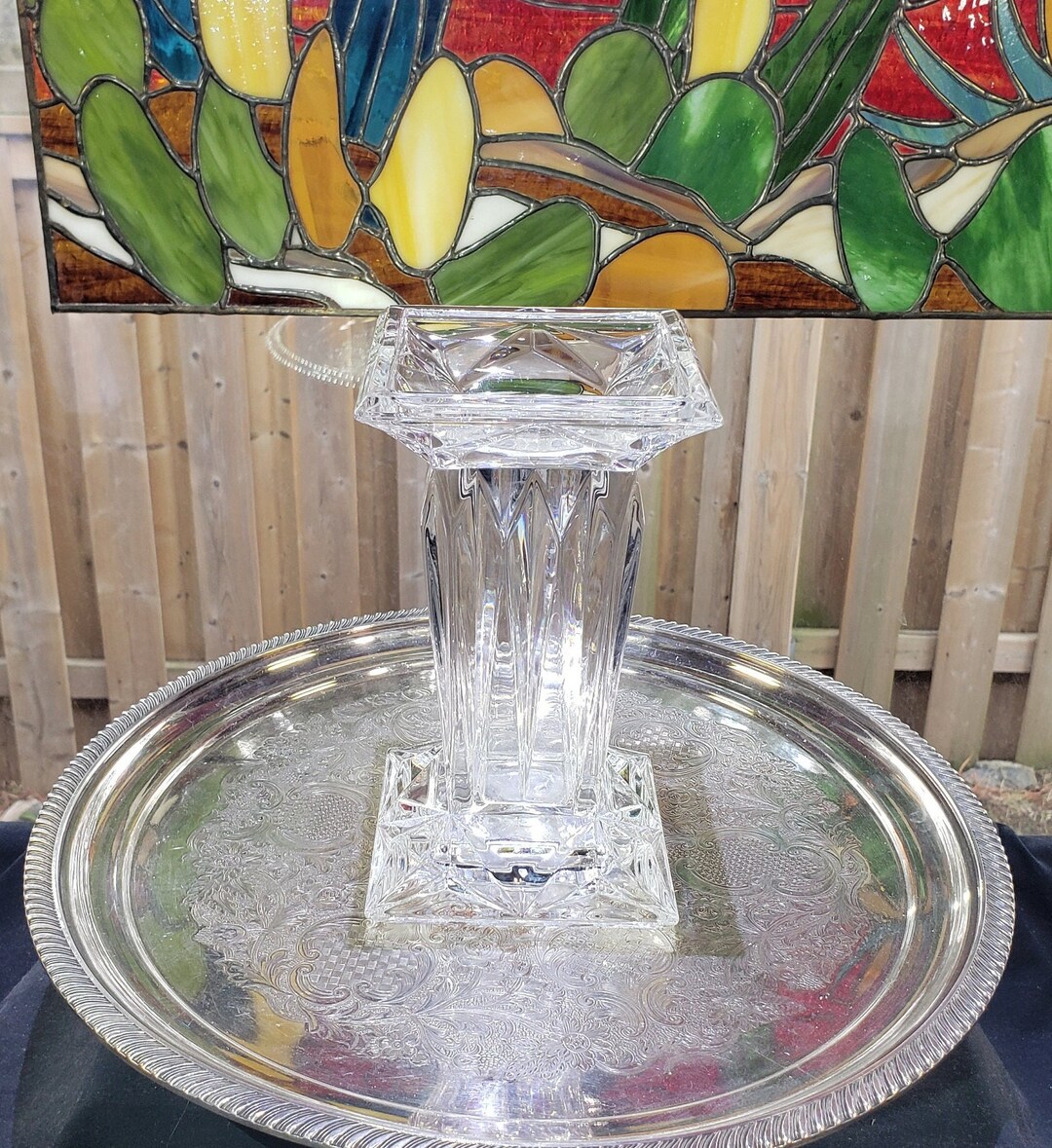 Vintage Partylite Crystal Prism Pillar Candle Stand or Flower Vase ...