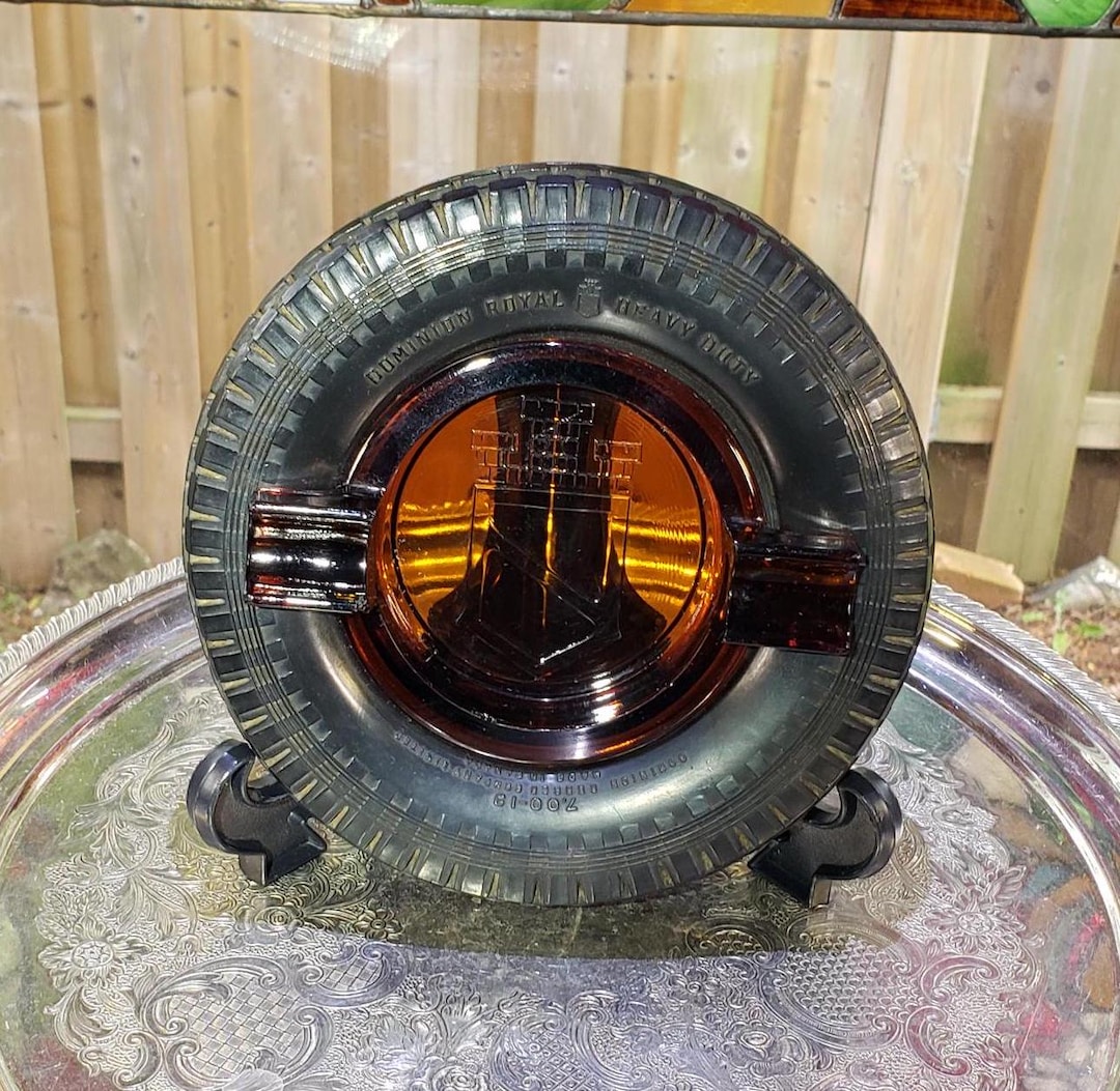 Vintage Dominion Tire Ashtray: 1950s Rubber & Glass Garage Decor - Etsy