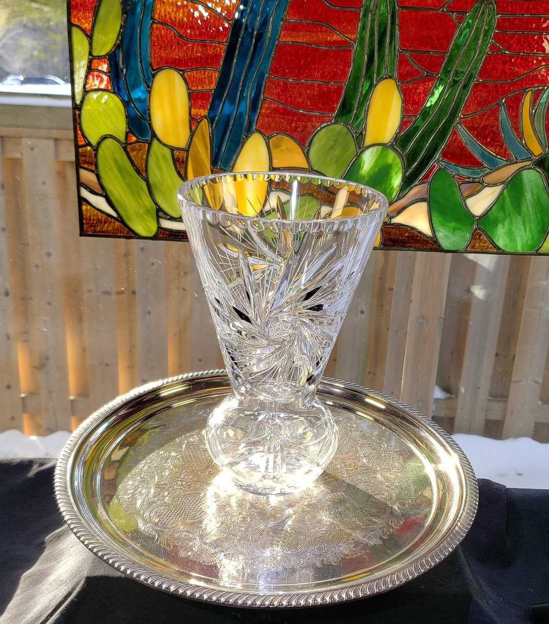 Timeless Beauty: Vintage 1980's Pinwheel Crystal Tall Vase Exquisite ...