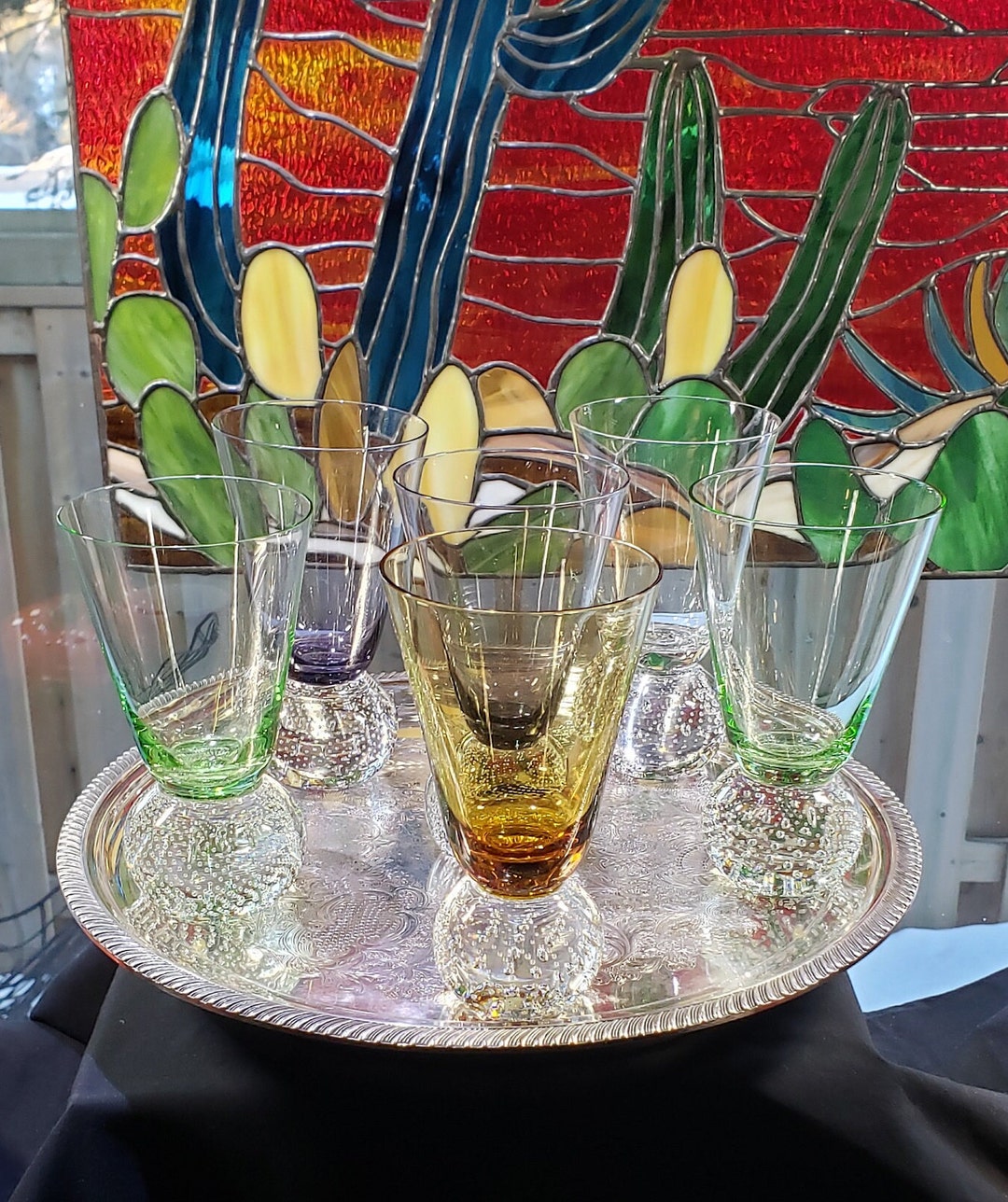 Vintage Ball Bubble Base Drinking Glasses - Set of 6 - 8oz - MCM ...