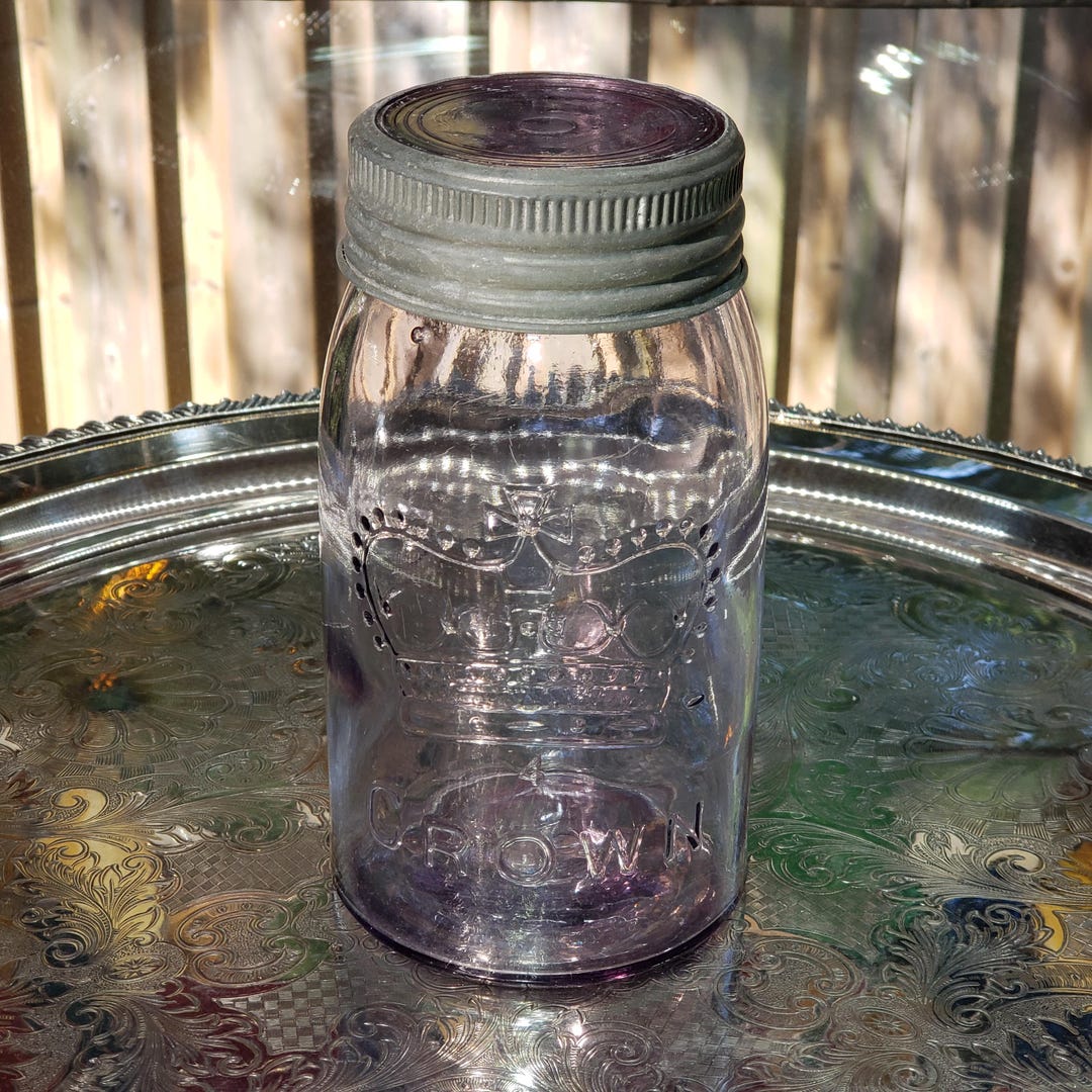 Vintage Amethyst Crown Jar "reverse Crown" Cavity Number 4 , One Quart ...