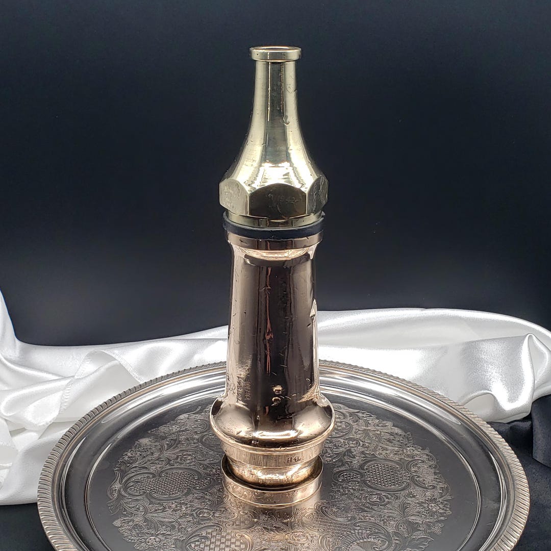 Vintage 1941 English Fire Hose Nozzle: Copper & Brass Royal Seal, WW2 ...