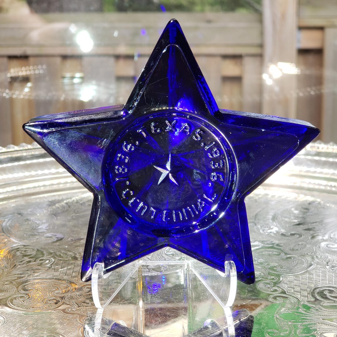 Glass Star - Cobalt Blue Texas Centennial Star - 1836 - 1936 ...