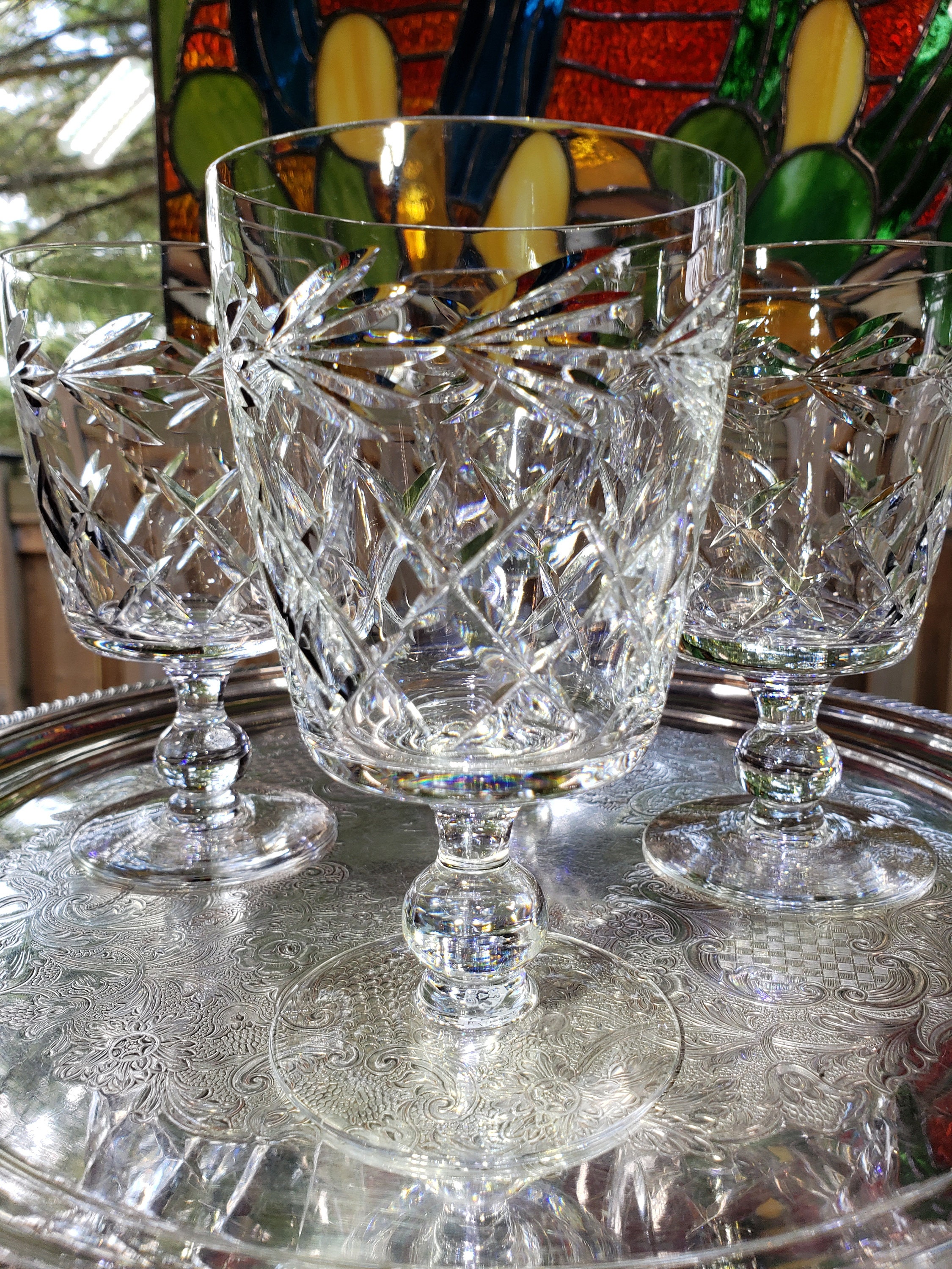 Rare Find: Vintage Webb Corbett Crystal Cut Crisscross Water Goblet ...