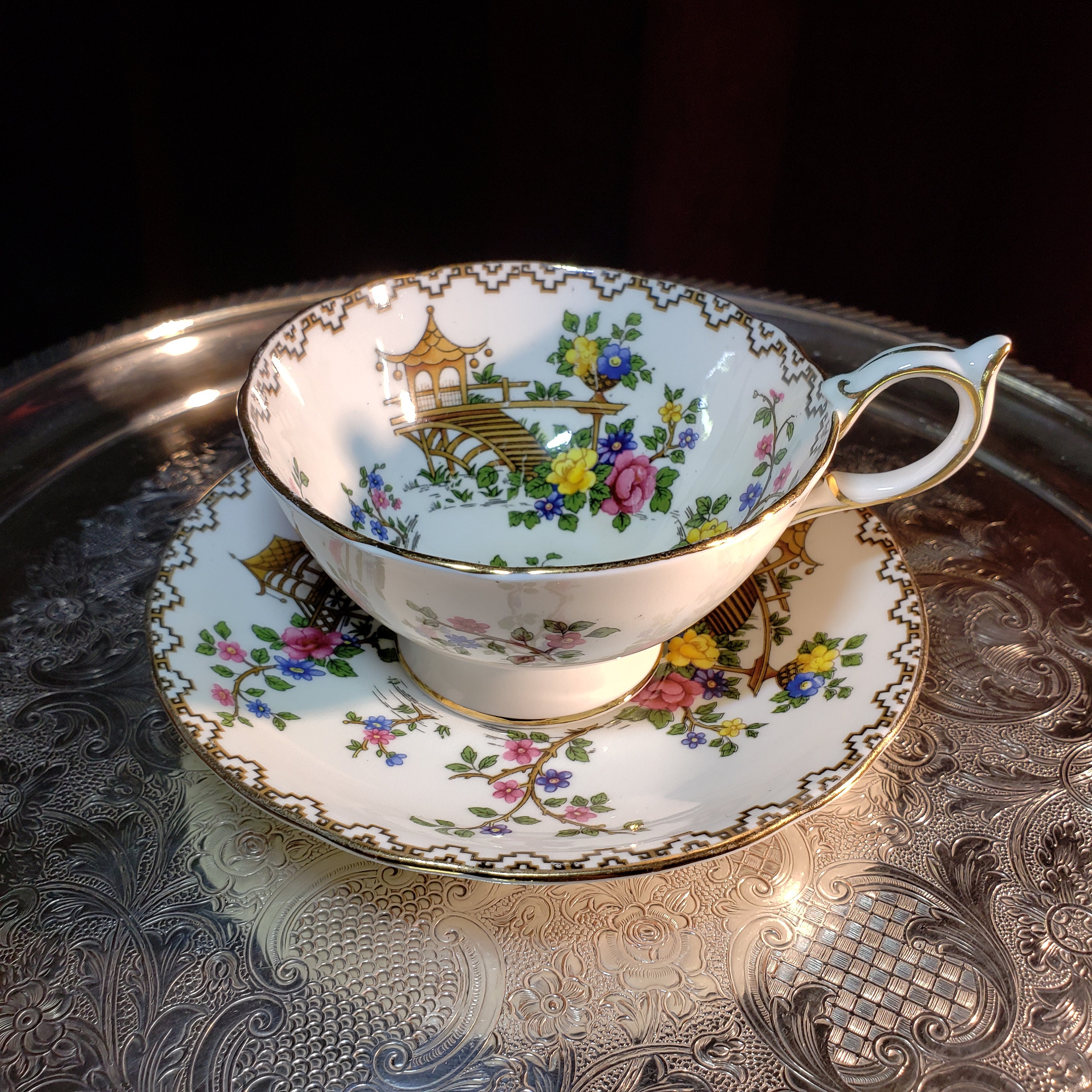 Aynsley Pagoda Tea Cup Set A3593 1930s 1950s Antique - Etsy