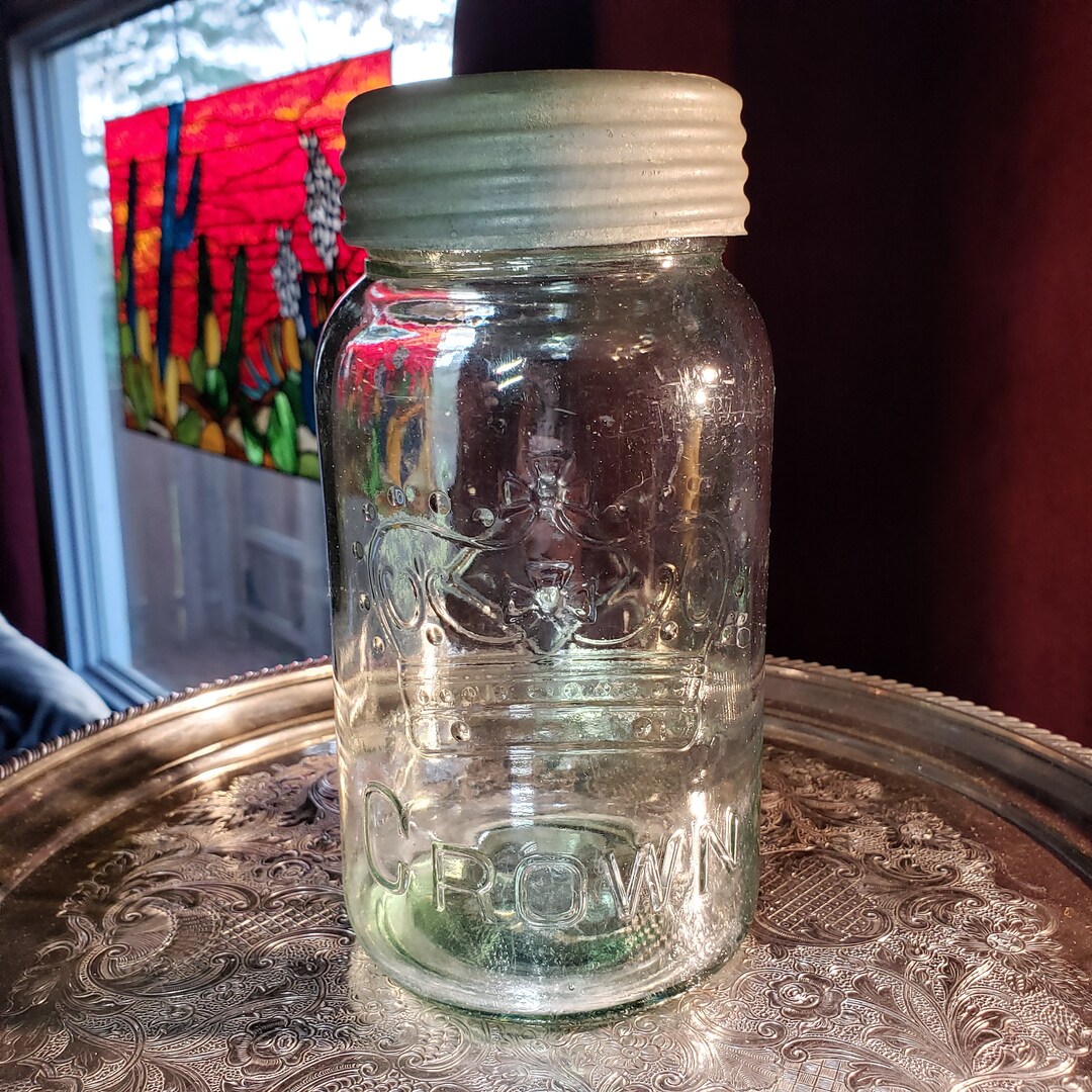 Antique Crown Jar T. Eaton Quart Green 1918 Edition Backwards nn JAR ...