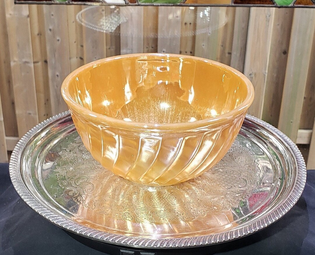 Vintage FIRE KING Peach Luster Swirl Pattern 8 Inch Mixing Bowl, Peach ...