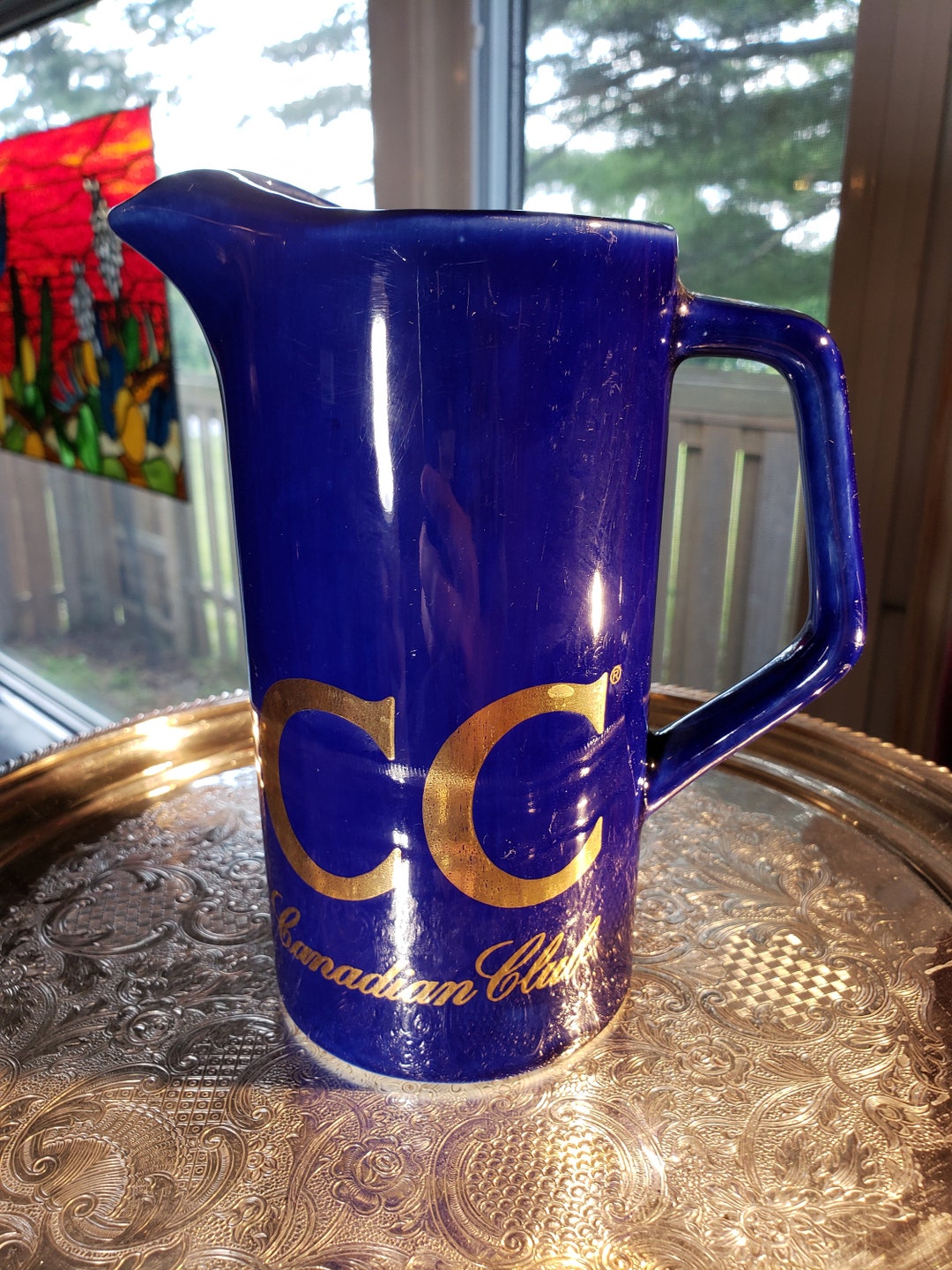 Canadian Club Cobalt Blue and Gold Pitcher - Etsy