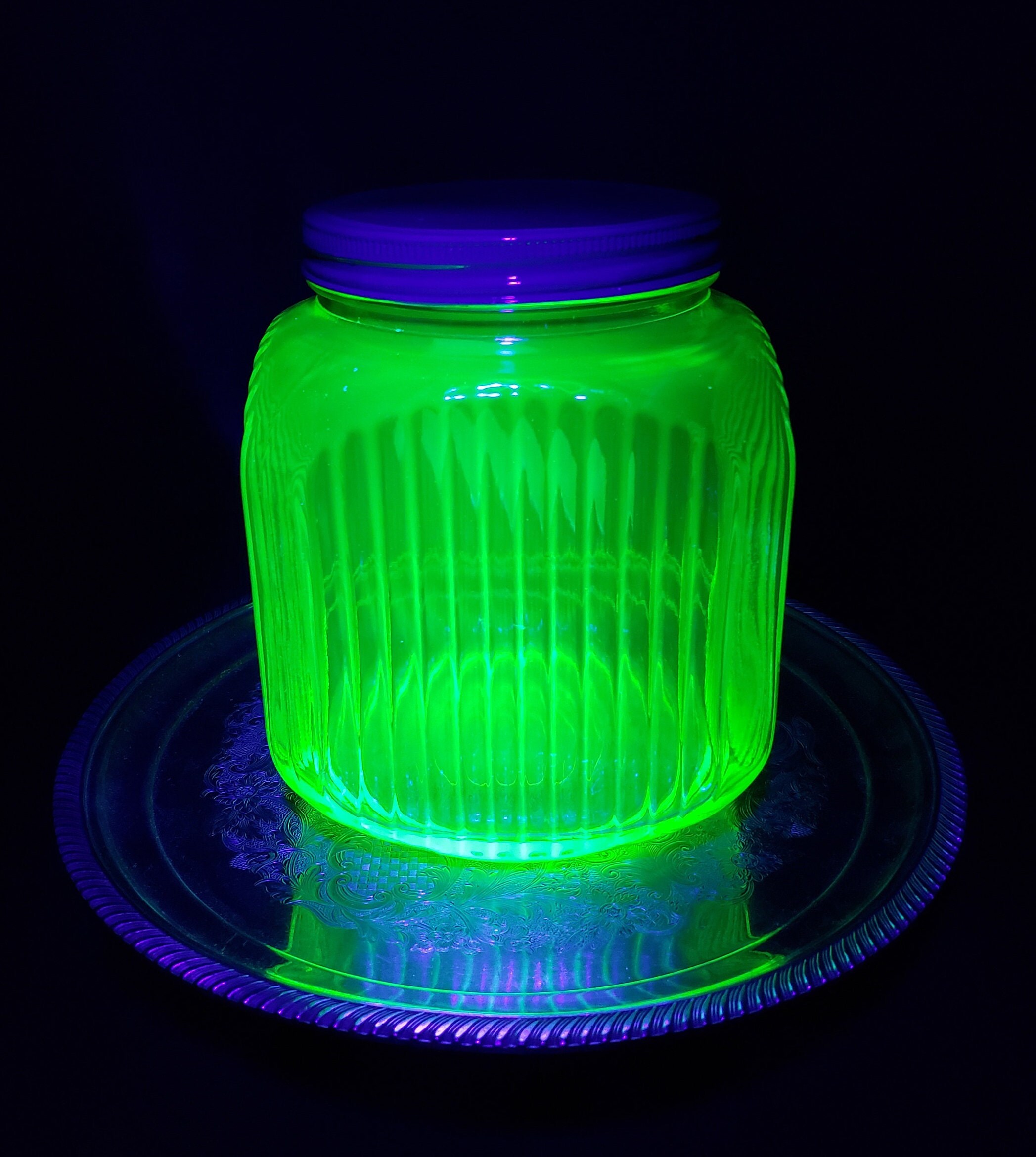 Vintage Hoosier Art Deco Uranium Glass Coffee Jar - Restored - Etsy