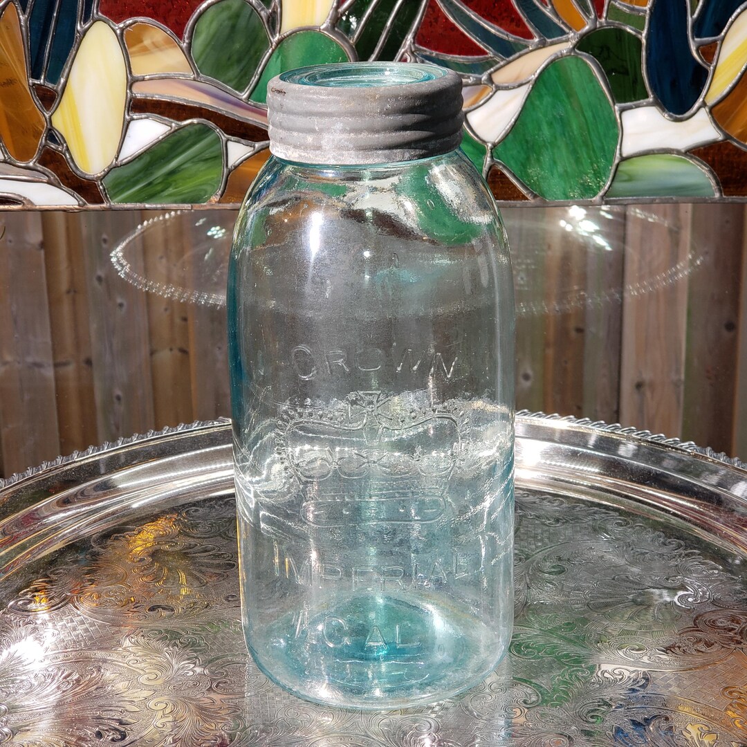 Vintage Imperial Half Gallon Crown Jar: Square O Series, Hamilton Lid ...