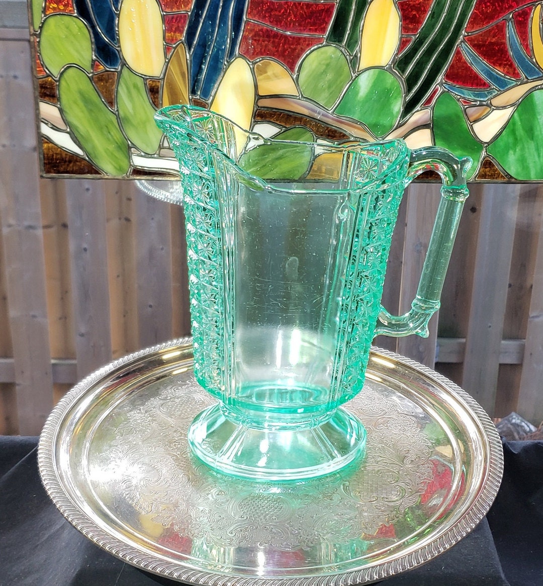 Vintage Blue Uranium Glass Pitcher From King, Son & Co - 1880s - Rare ...