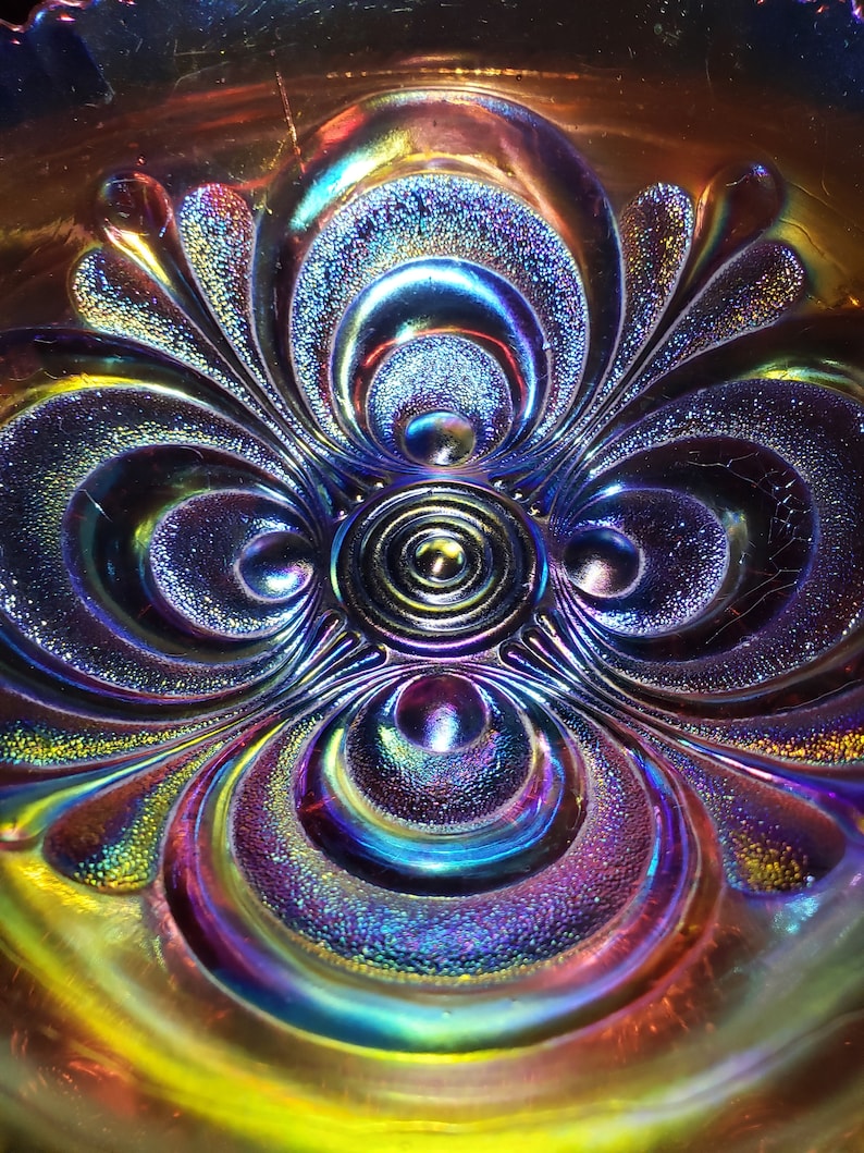 Imperial Glass Scroll Embossed Carnival Glass Bowl Purple - Etsy