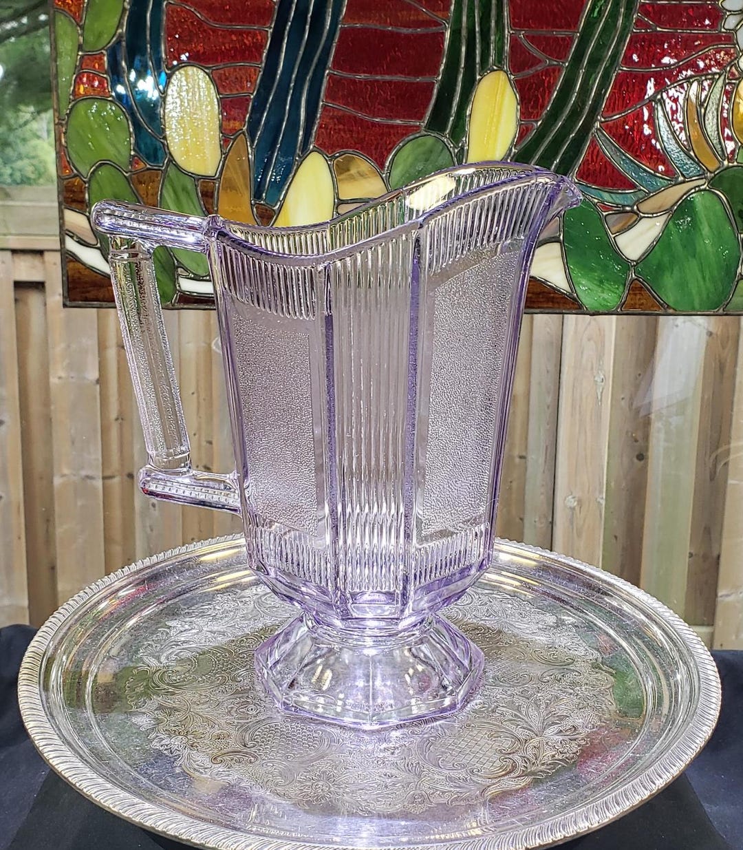 Rare Antique Flint Glass Water Pitcher, Burlington Glass Works ...