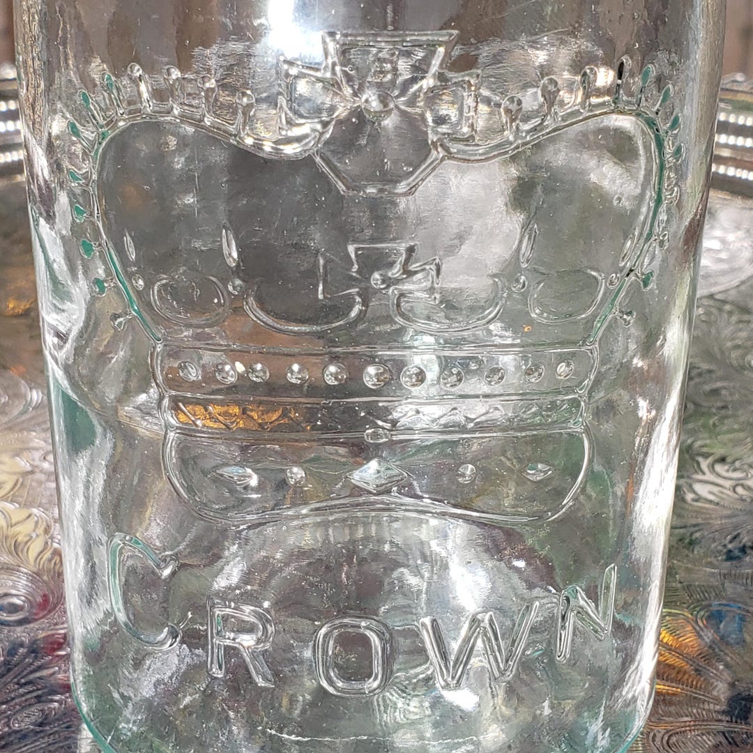 Vintage Reverse Quart Crown Jar: Backwards "b", Jewels Over X, Canadian ...