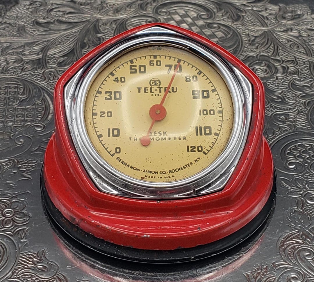 Vintage 1930s Tel-tru Desk Thermometer: Red Art Deco Office Decor - Etsy