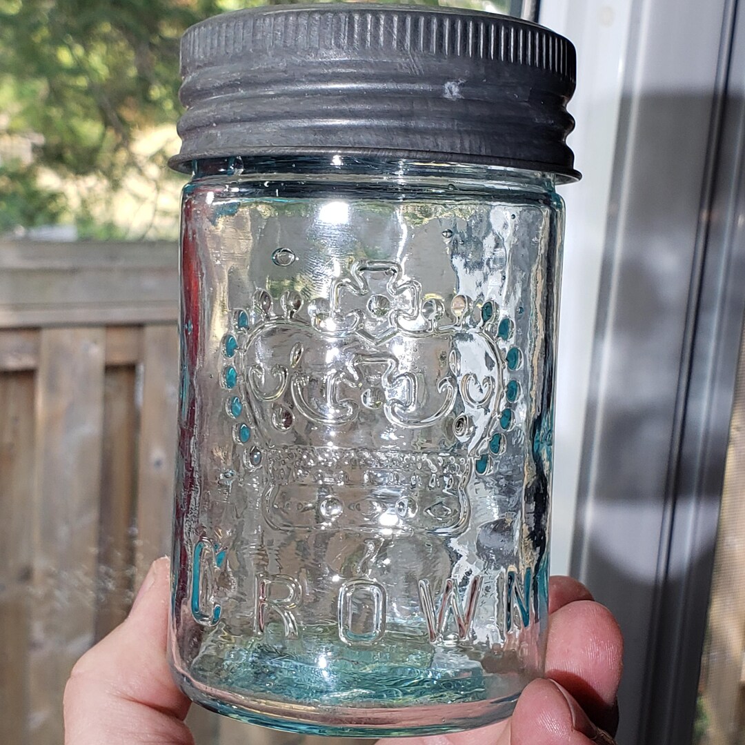 Antique Crown Aqua Pint Jar: Number Series 7, Canadian Jar - Etsy