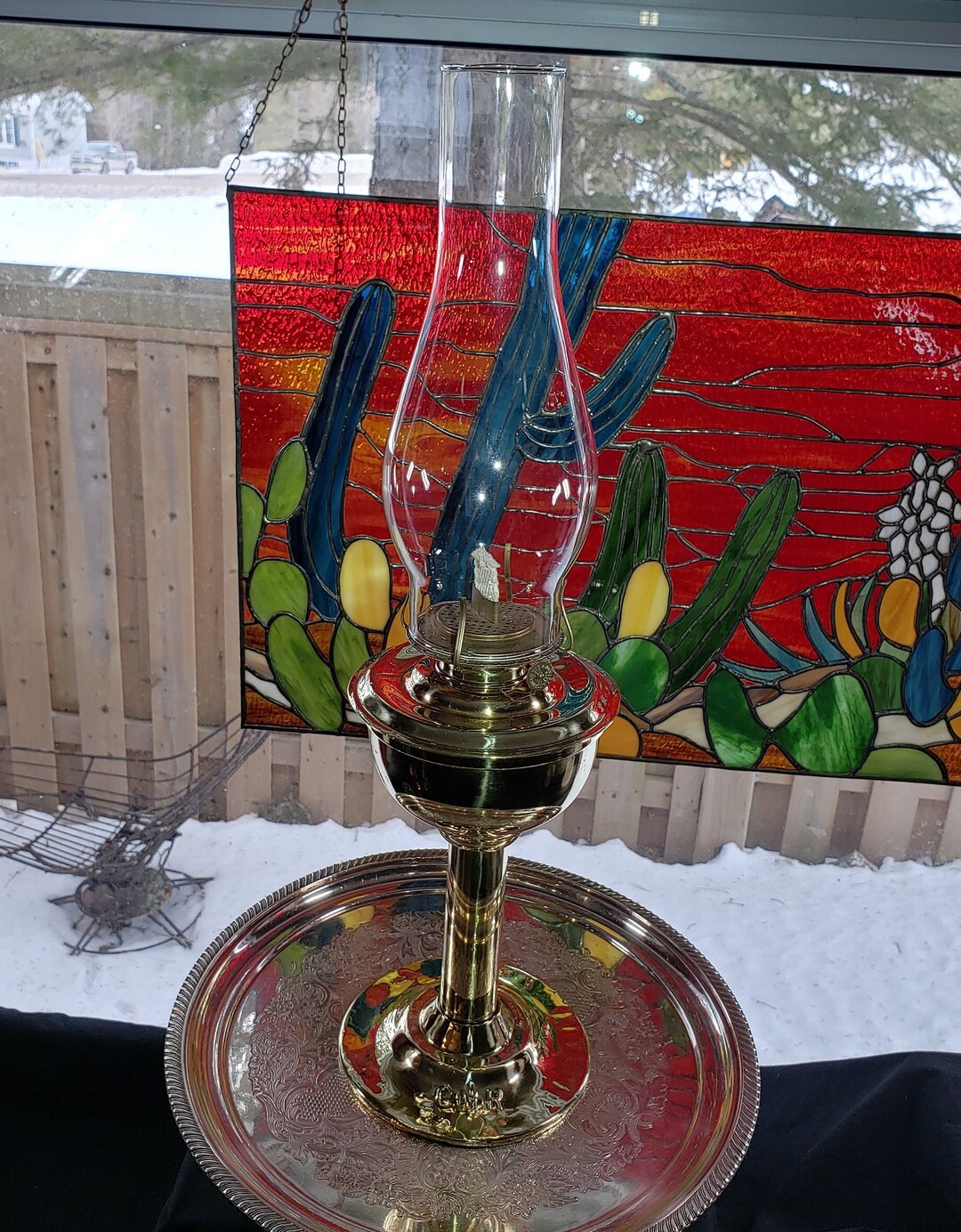 Canadian National Railway Brass Candlestick Lamp - Dinning Car Oil Lamp ...