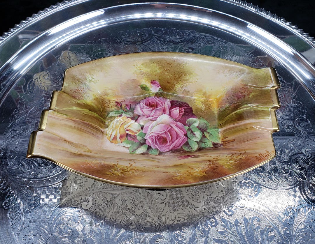 Vintage Royal Winton Art Deco Tray: Hand-decorated Gilded Porcelain ...