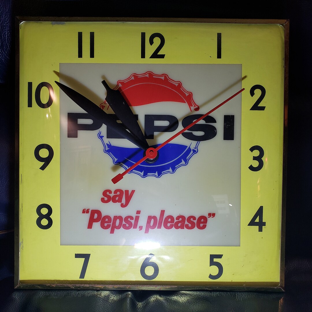 Vintage Lighted Pepsi Clock - 1960s Pam Clock - Games Room Decor - Etsy