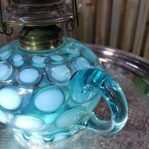 Vintage Antique Blue Coin Dot Finger Glass Oil Lamp - Rare Find for ...