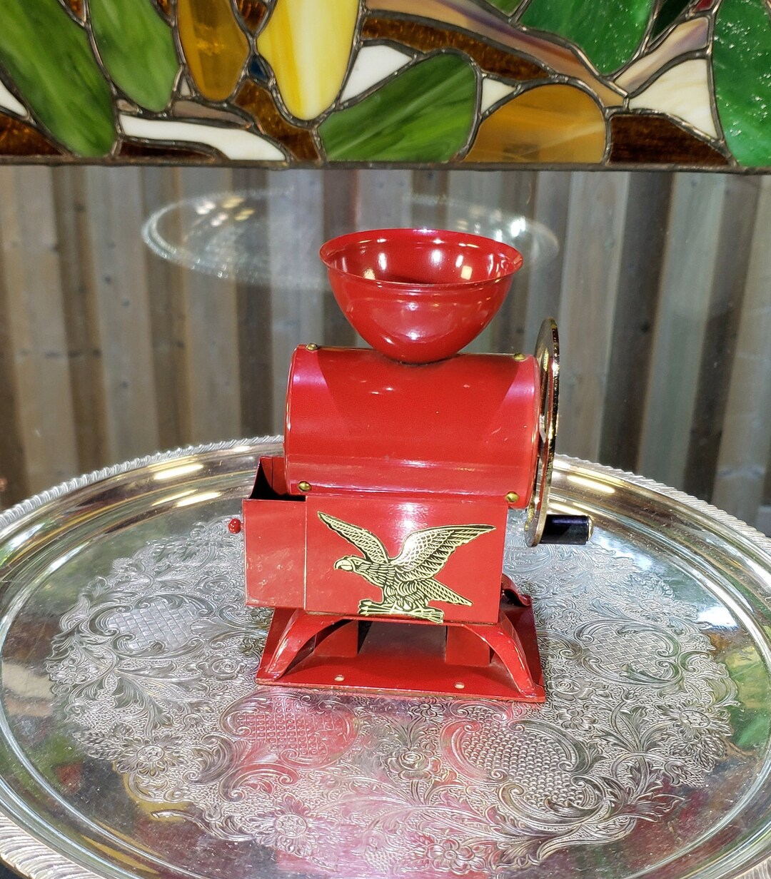 Vintage Red Hand Crank Metal Coffee Grinder Pencil Sharpener-emblazoned ...