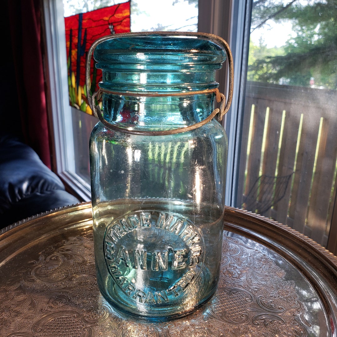 Vintage Ball Blue Quart Jar: Trade Mark Banner Wire Sealer - Etsy