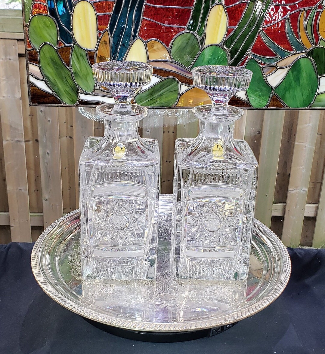 Vintage Imperlux Crystal Decanters: German 1950s Pinwheel Diamond ...