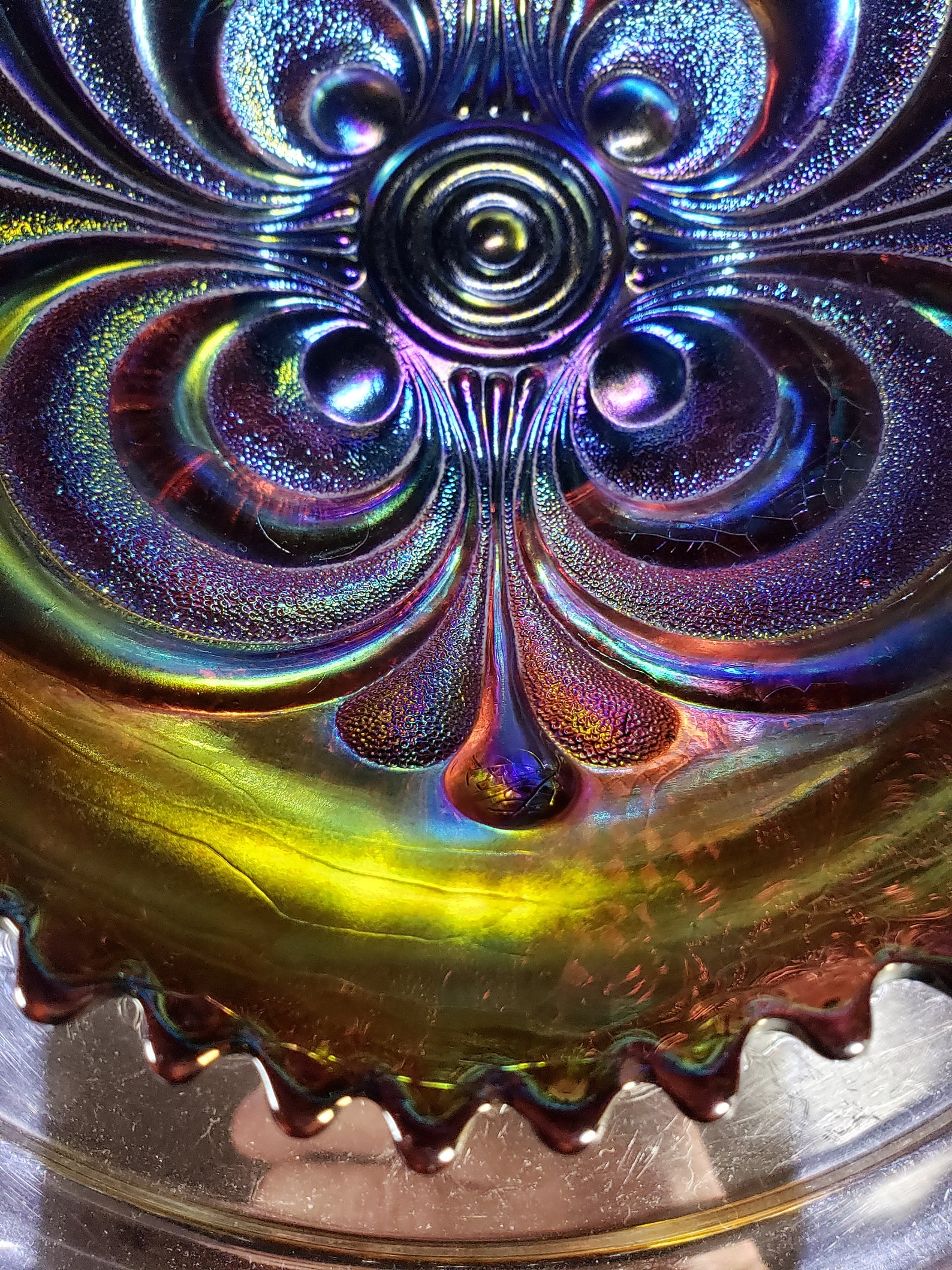 Imperial Glass Scroll Embossed Carnival Glass Bowl Purple - Etsy