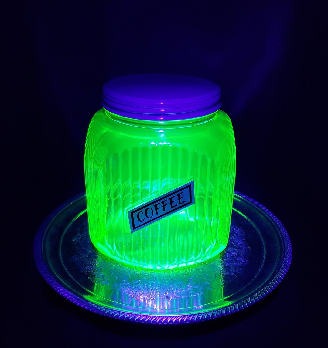 Vintage Hoosier Art Deco Uranium Glass Coffee Jar - Restored - Etsy