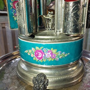 Very Rare Roundelay Turquoise & Pink Rose Musical Carousel Lipstick ...