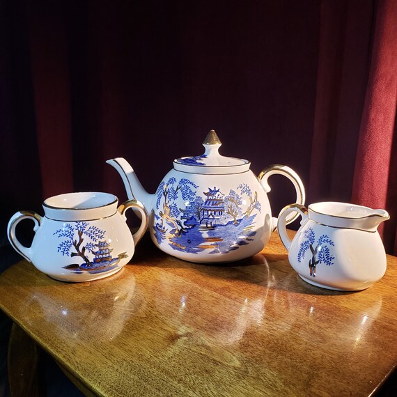 Vintage Blue And White Mandarin Tea Set Antique | Etsy