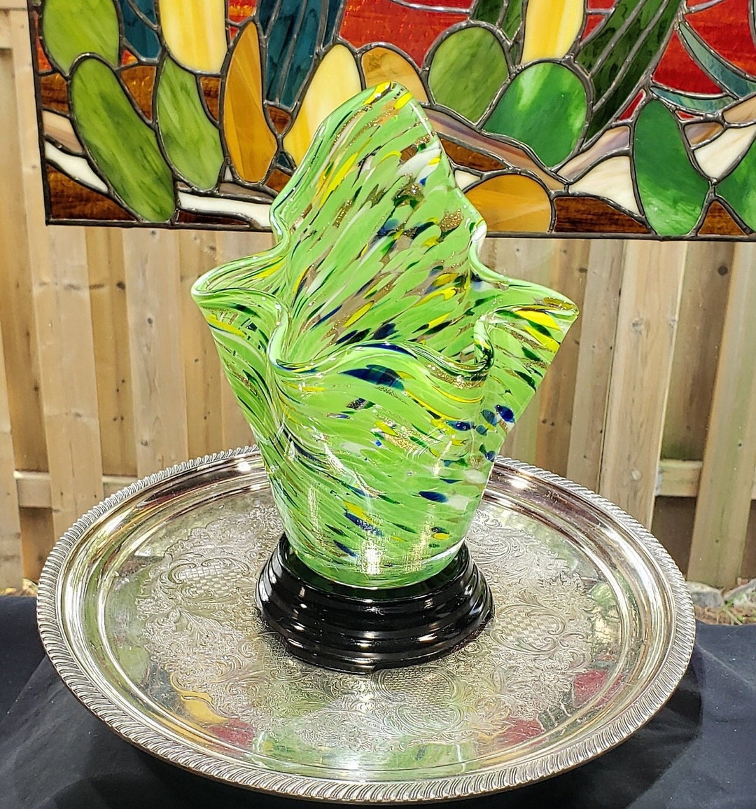 Art Glass Handkerchief Vase: Gold Dust Multicolor Waves - Etsy