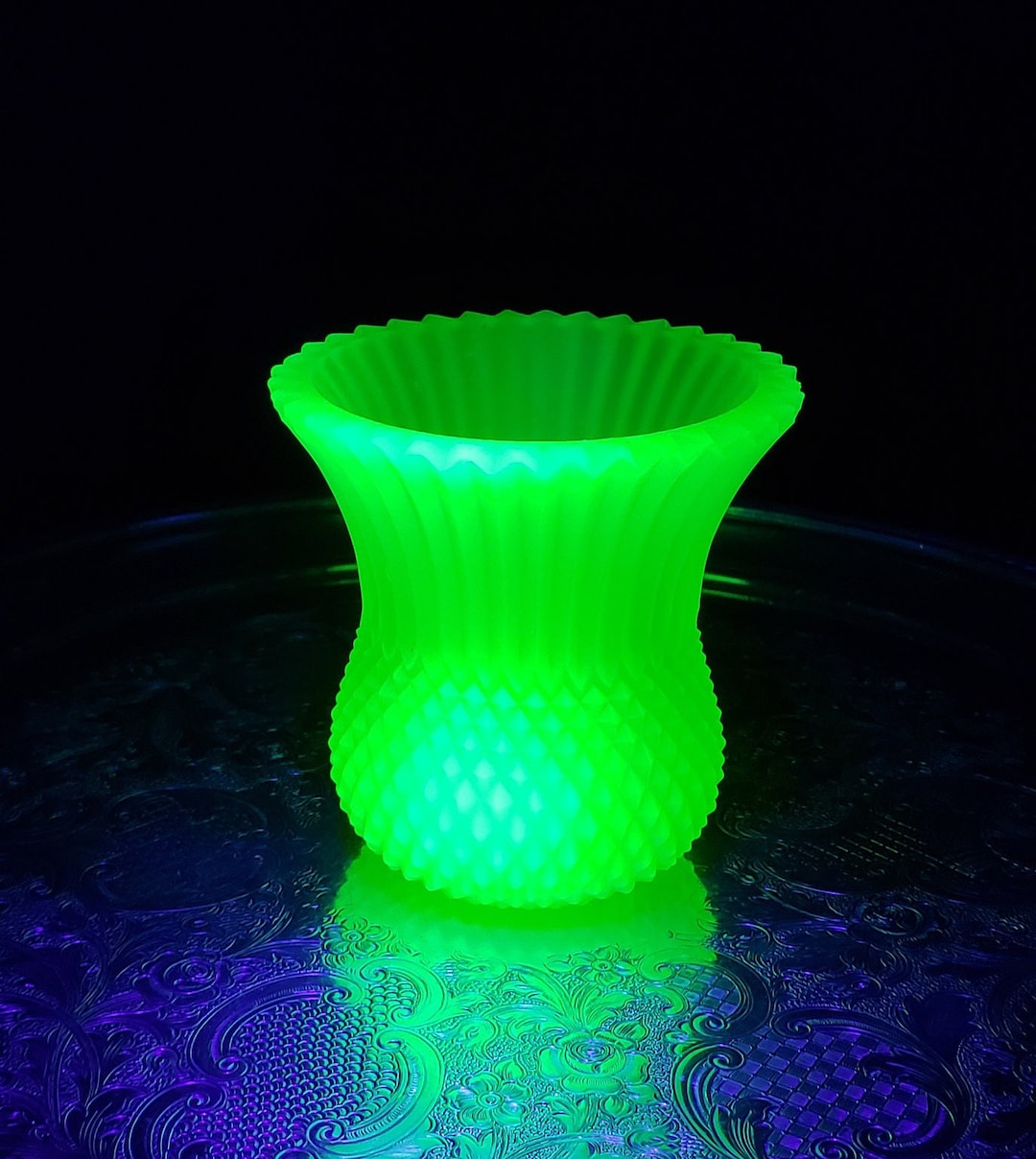 Vintage Faroy USA Sawtooth Vaseline Glass Candle Cup - Votive Candle ...
